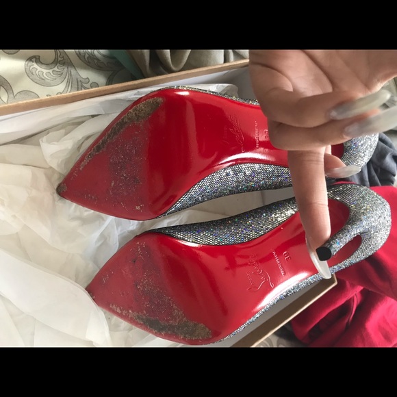 Christian Louboutin | Shoes | Christian Loubs 0 Glitter Leather Pumps ...